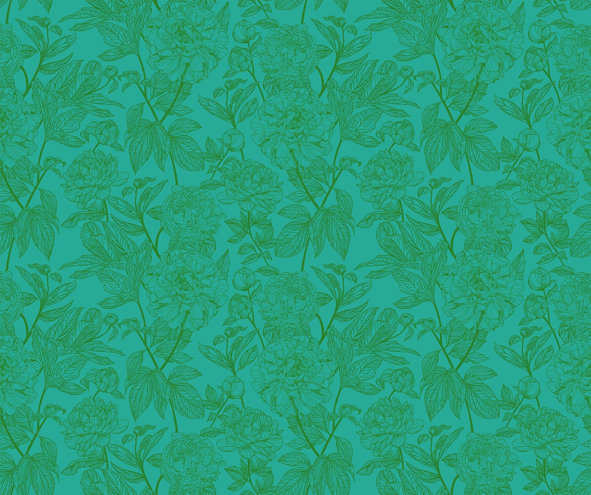 Peony in Jade AMT1003-78C – Anna Maria Textiles for Northcott – Green Floral Cotton Quilt Fabric